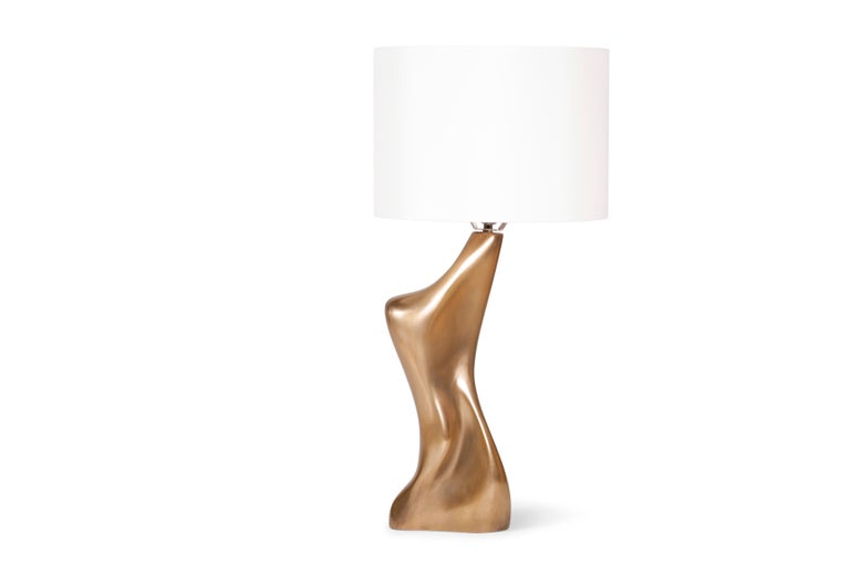 Amorph Helen Table Lamp, Gold Finish, Ivory Silk Shade For Sale at 1stDibs