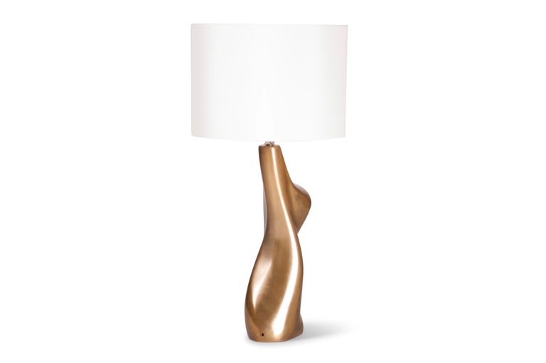 Amorph Helen Table Lamp, Gold Finish, Ivory Silk Shade For Sale at 1stDibs