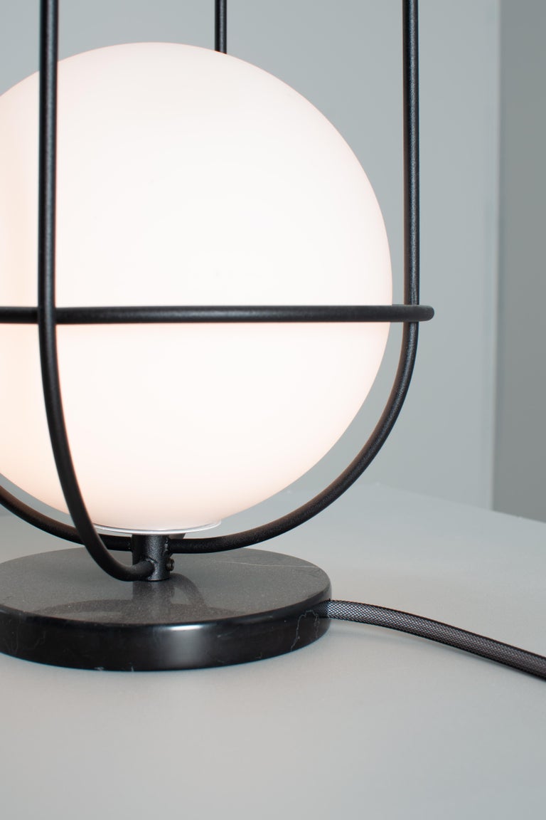 Contemporary Table Lamp 'Orbit', Plinth in Black Marble For Sale at 1stDibs