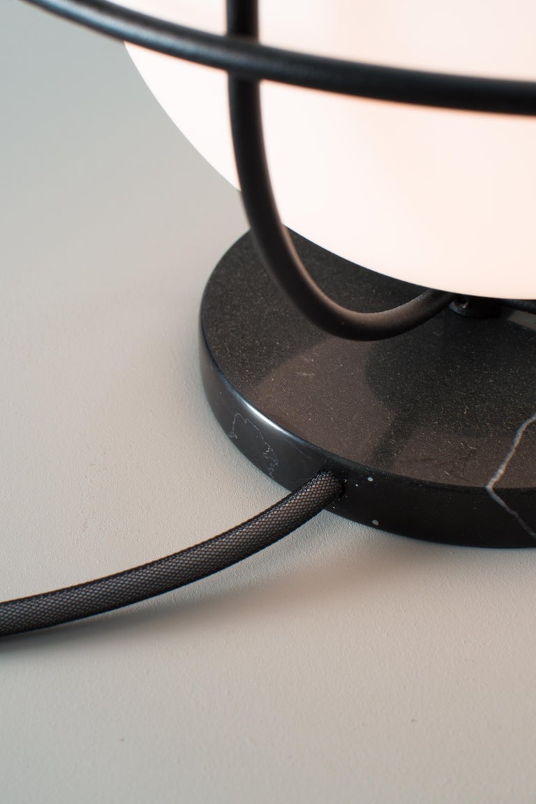 Contemporary Table Lamp 'Orbit', Plinth in Black Marble For Sale at 1stDibs