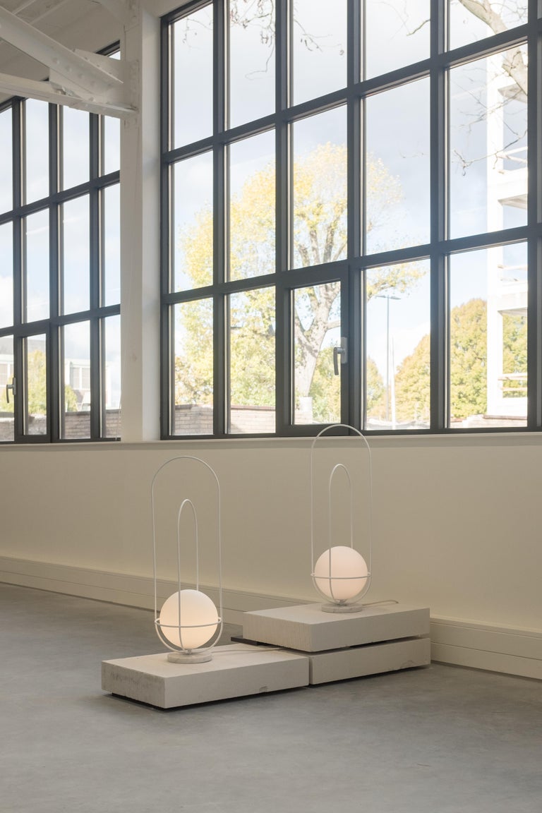 Contemporary Table Lamp 'Orbit', Plinth in Black Marble For Sale at 1stDibs