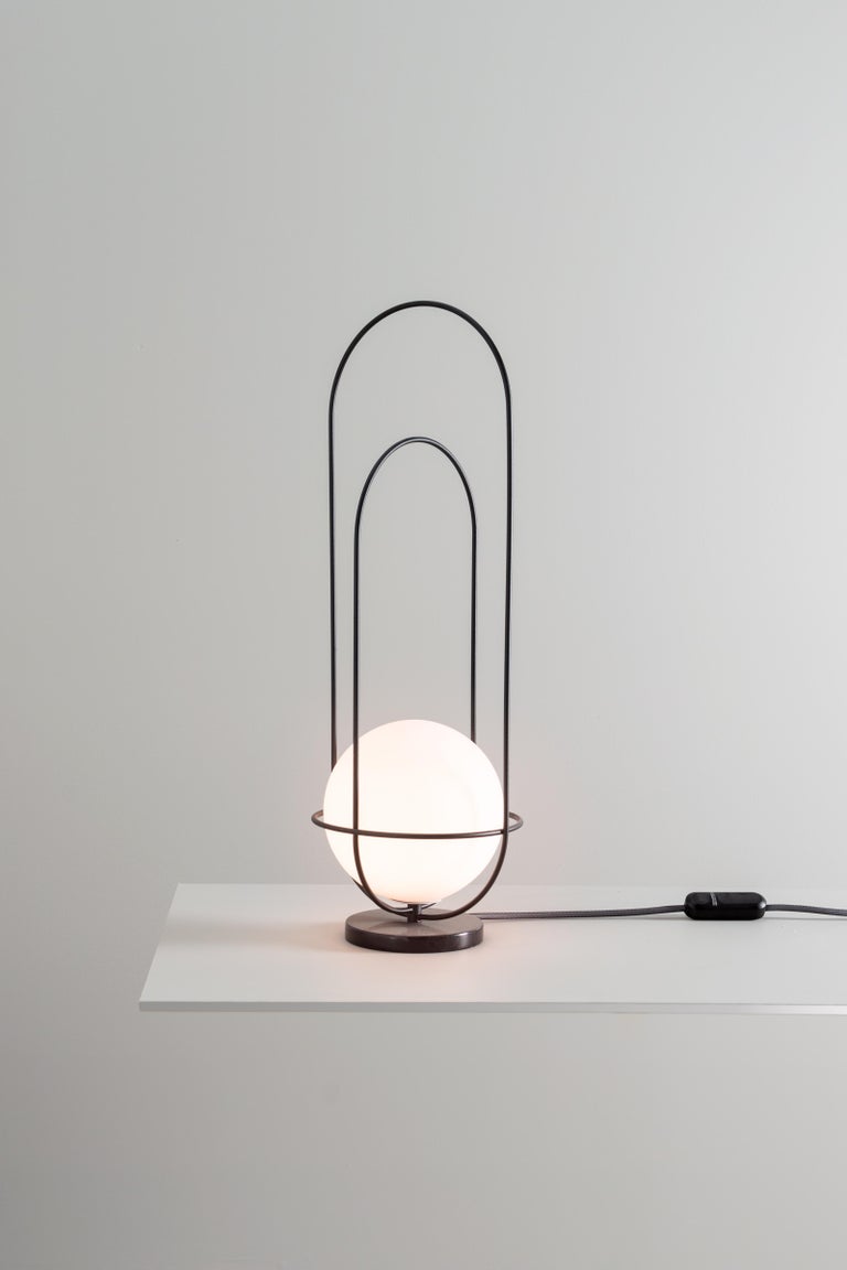 Contemporary Table Lamp 'Orbit', Plinth in Black Marble For Sale at 1stDibs