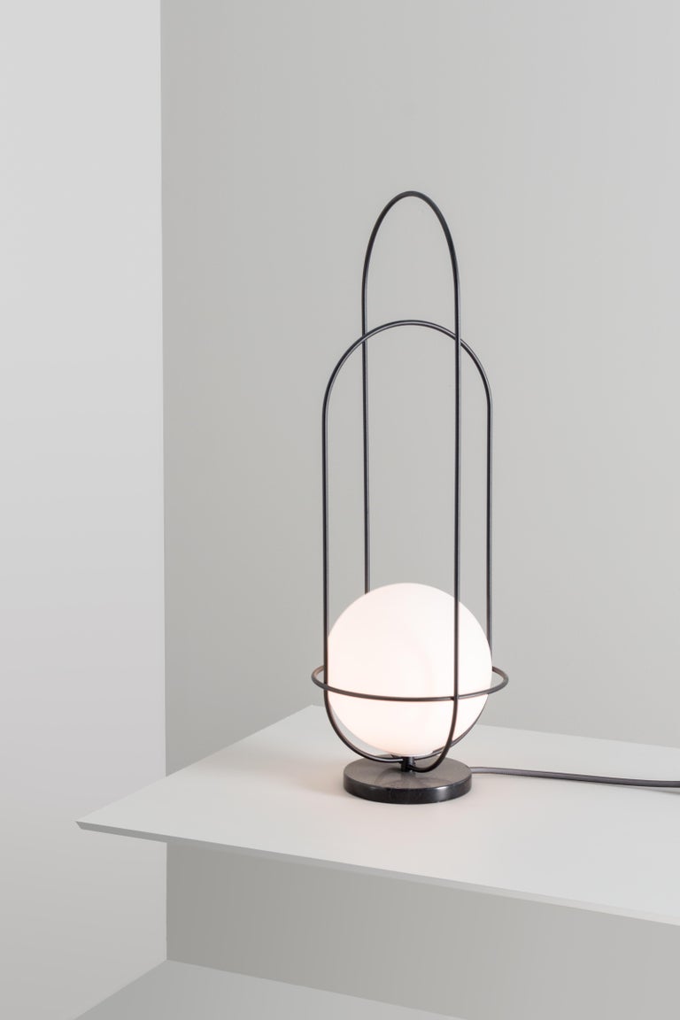 Contemporary Table Lamp 'Orbit', Plinth in Black Marble For Sale at 1stDibs
