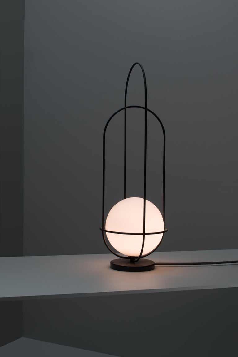 Contemporary Table Lamp 'Orbit', Plinth in Black Marble For Sale at 1stDibs