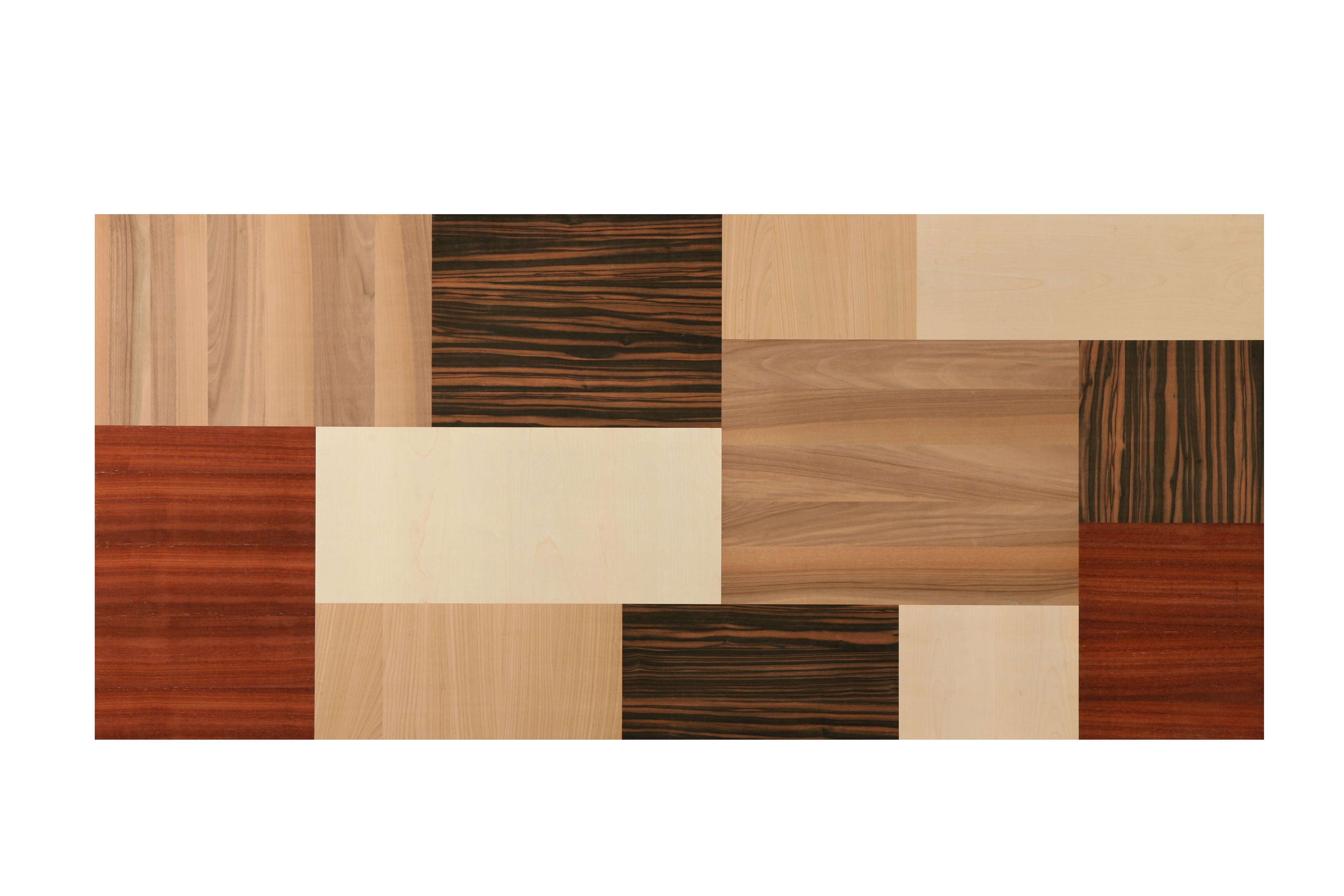 Contemporary Table with Wood Patchwork Top For Sale at 1stDibs