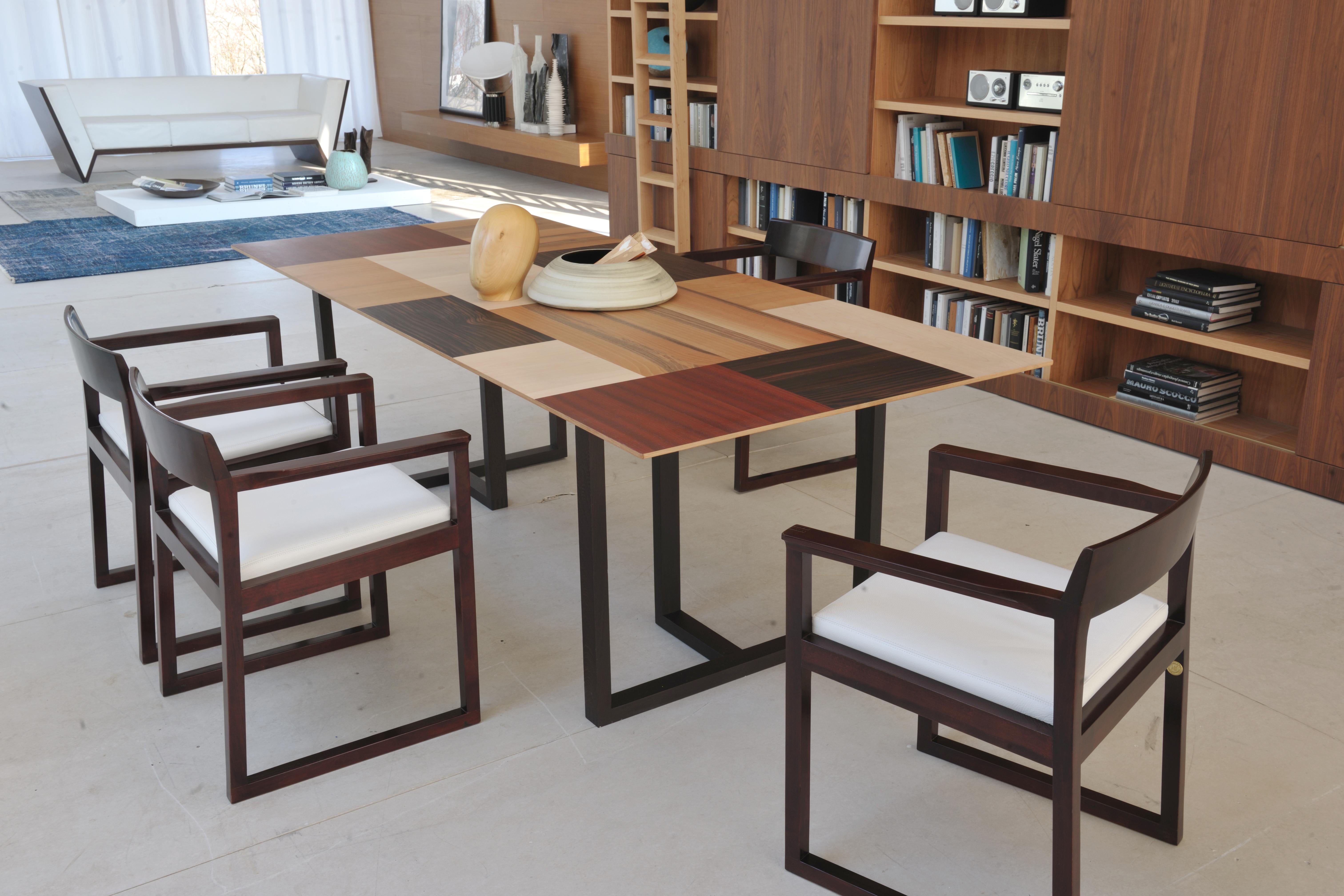 Contemporary Table with Wood Patchwork Top For Sale at 1stDibs