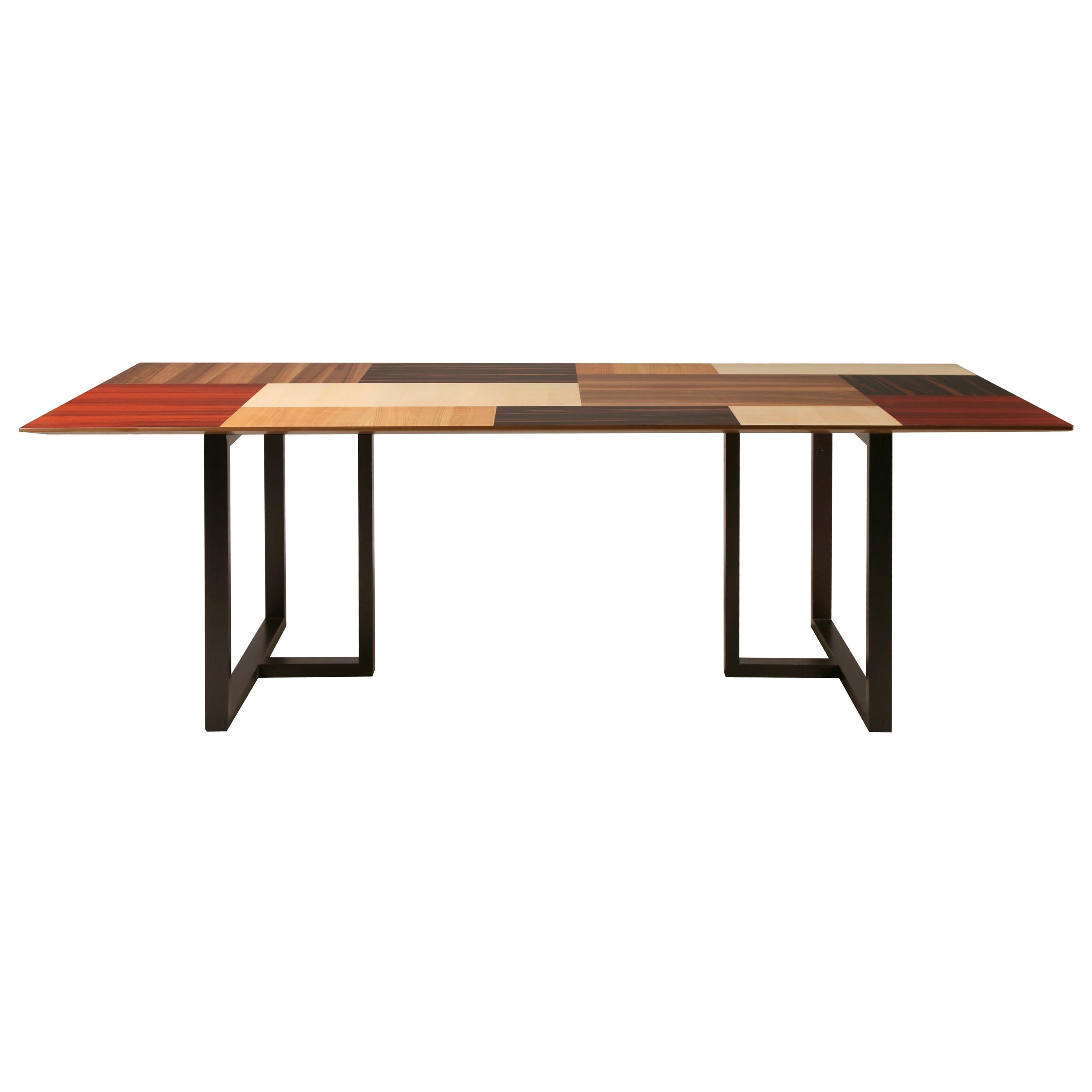 Contemporary Table with Wood Patchwork Top For Sale at 1stDibs