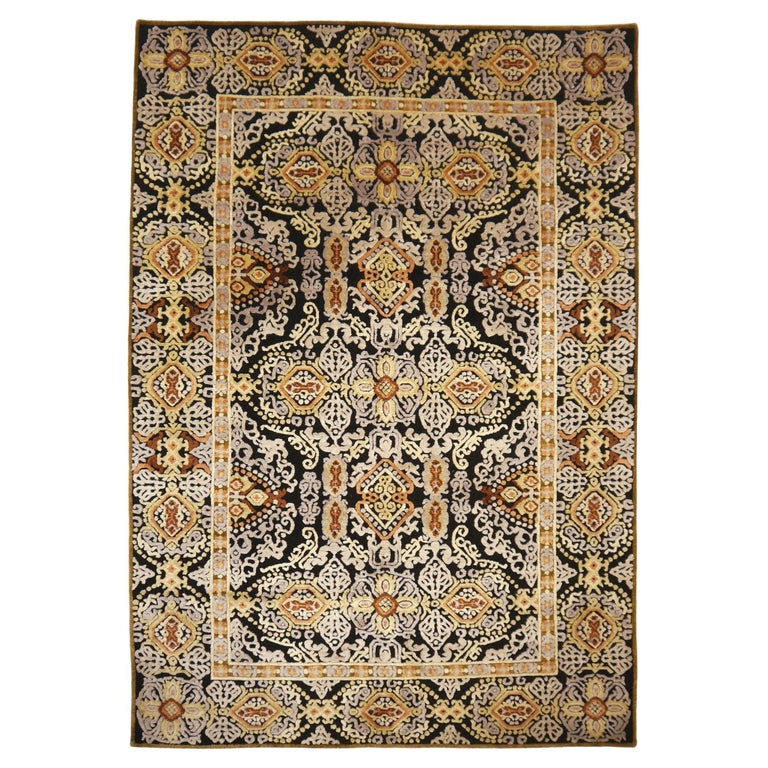 Contemporary Tabriz Design Rug Hand Knotted Wool and Silk Djoharian ...