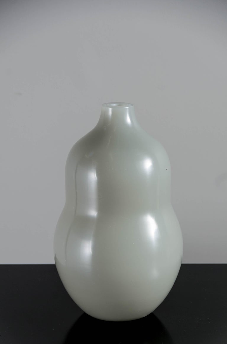 Contemporary Tall Gourd Vase in Grey Peking Glass by Robert Kuo ...