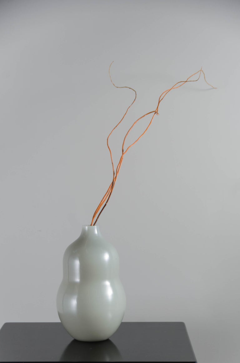 Contemporary Tall Gourd Vase in Grey Peking Glass by Robert Kuo ...