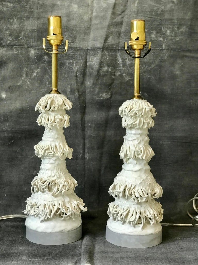 Contemporary Tassel-Form Ceramic Lamp Pair For Sale at 1stDibs