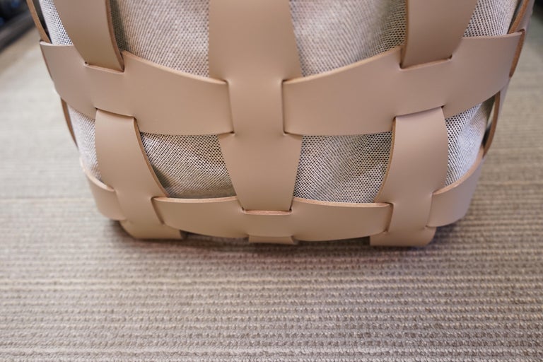 Contemporary Taupe Woven Leather Pinetti Medium Hook Laundry Basket at ...