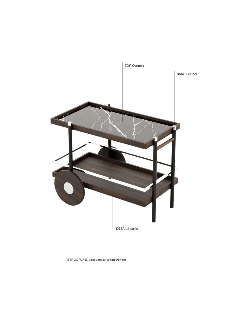 Contemporary Tea Or Beverage Cart Ft. Black Ceramic Tray For Sale at ...
