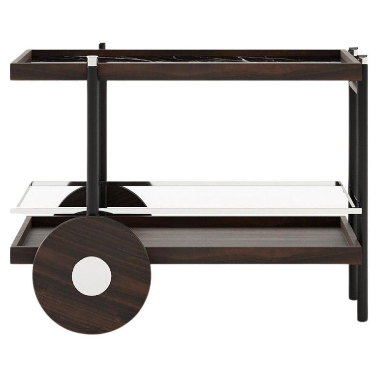 Contemporary Tea Or Beverage Cart Ft. Black Ceramic Tray For Sale at ...