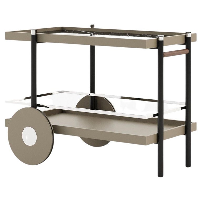 Contemporary Tea Or Beverage Cart Ft. Black Ceramic Tray For Sale at ...