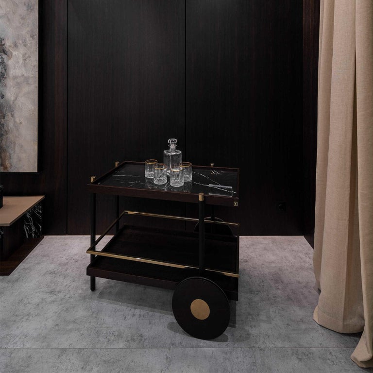Contemporary Tea Or Beverage Cart Ft. Black Ceramic Tray For Sale at ...