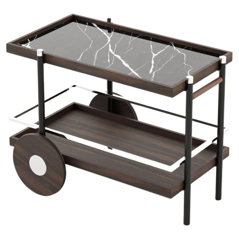 Contemporary Tea Or Beverage Cart Ft. Black Ceramic Tray For Sale at ...