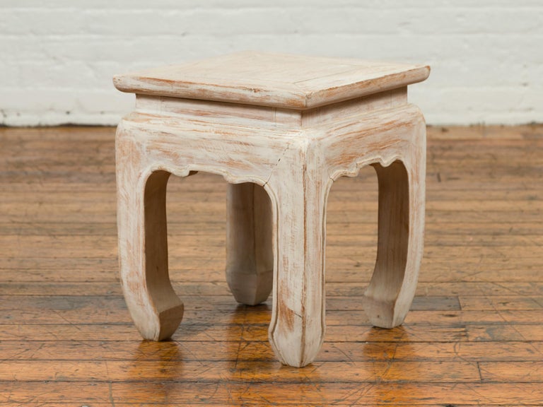 Contemporary Teak Ming Style Waisted Stool with Chow Legs and ...