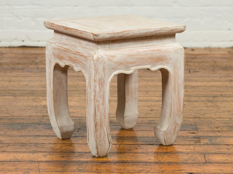 Contemporary Teak Ming Style Waisted Stool with Chow Legs and ...