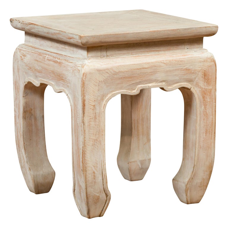 Contemporary Teak Ming Style Waisted Stool with Chow Legs and ...