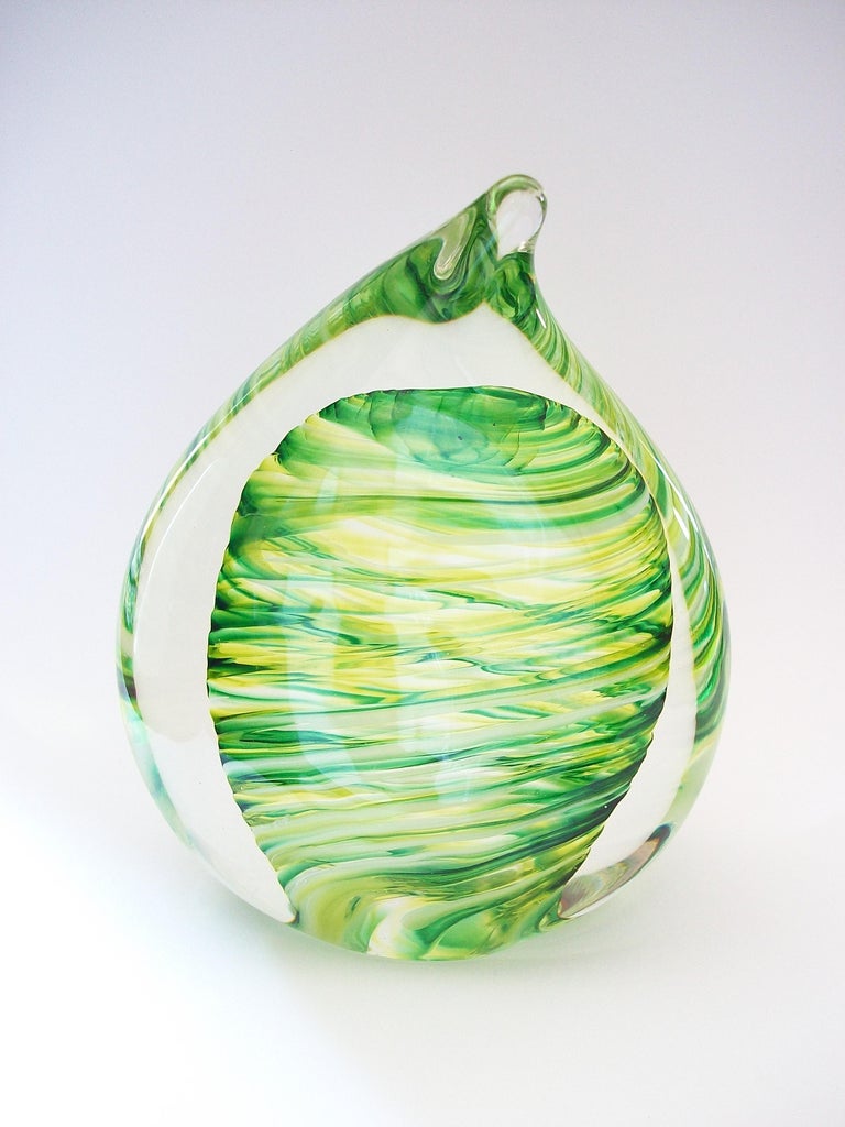 Contemporary Teardrop Glass Paperweight, Signed, Canada, Circa 2012 For ...