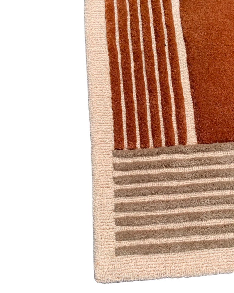 Contemporary Terracotta Beige Lines Tufted Rug by Rag Home For Sale at ...