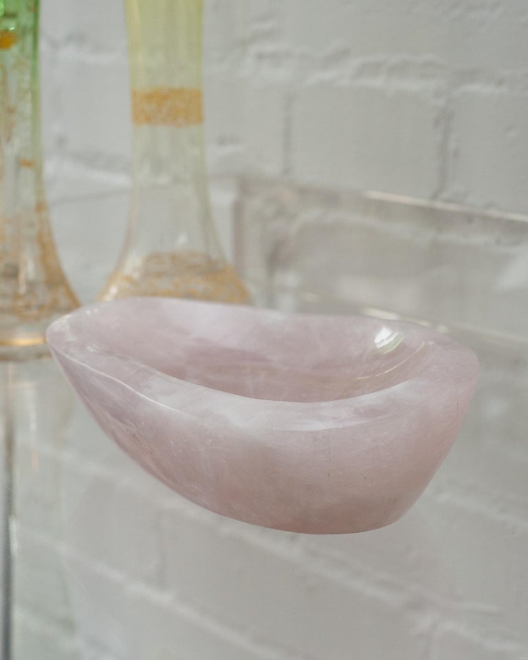 Contemporary Thick Rose Quartz Crystal Bowl For Sale at 1stDibs