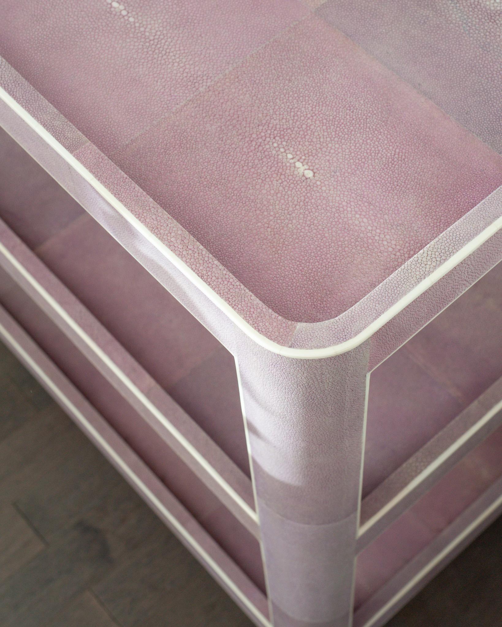 Contemporary Three Tiered Bar Cart in Lavender Shagreen at 1stDibs ...