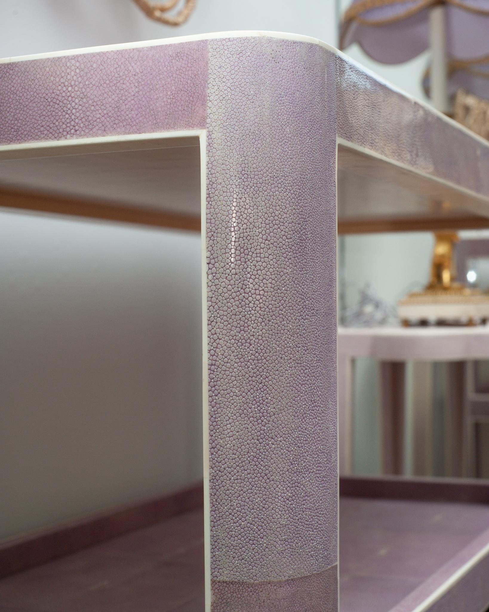Contemporary Three Tiered Bar Cart in Lavender Shagreen at 1stDibs ...