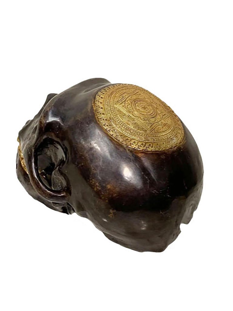 Contemporary Tibetan Bronze Skull Sculpture For Sale at 1stDibs