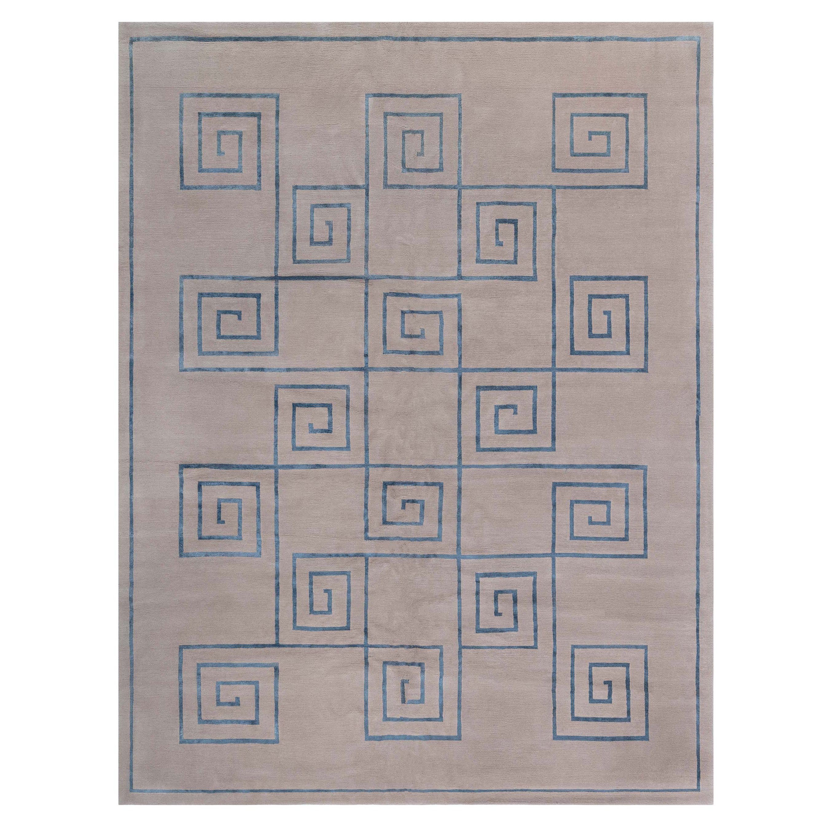 Contemporary Tibetan 'Greek Key' Handmade Wool Rug by Doris Leslie Blau ...