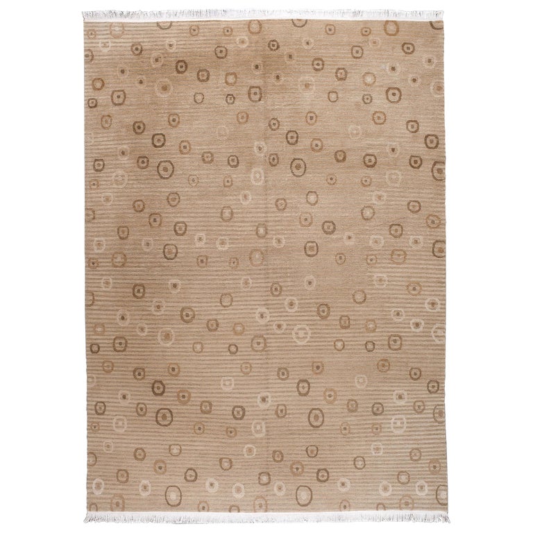 Contemporary Tibetan Style Tan Wool Area Rug For Sale at 1stDibs