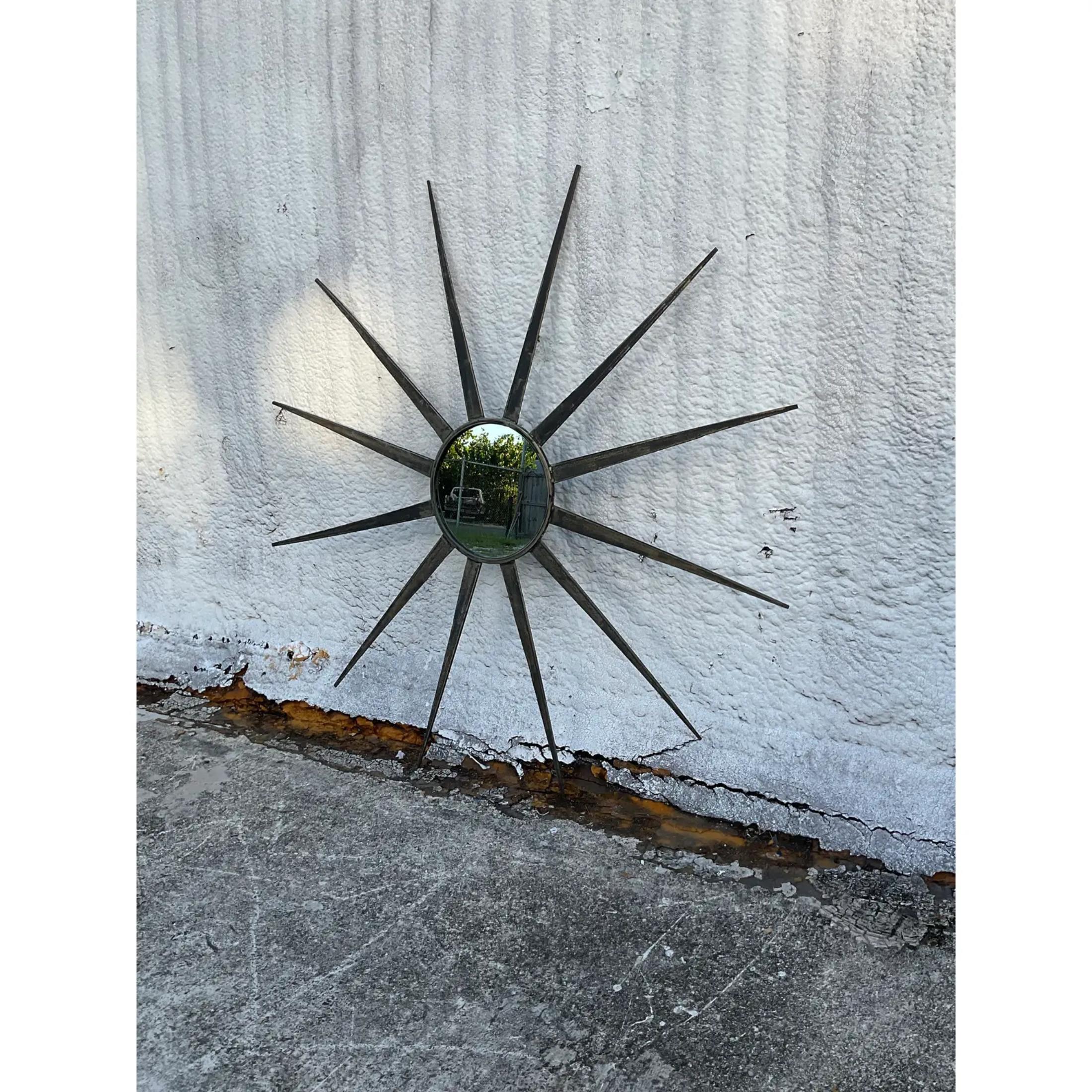 Contemporary Torch Cut Steel Star Artisan Wall Mirror For Sale at 1stDibs