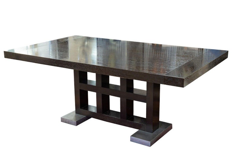 Contemporary Transitional Berman Rossetti Dark Oak Dining Room Table ...