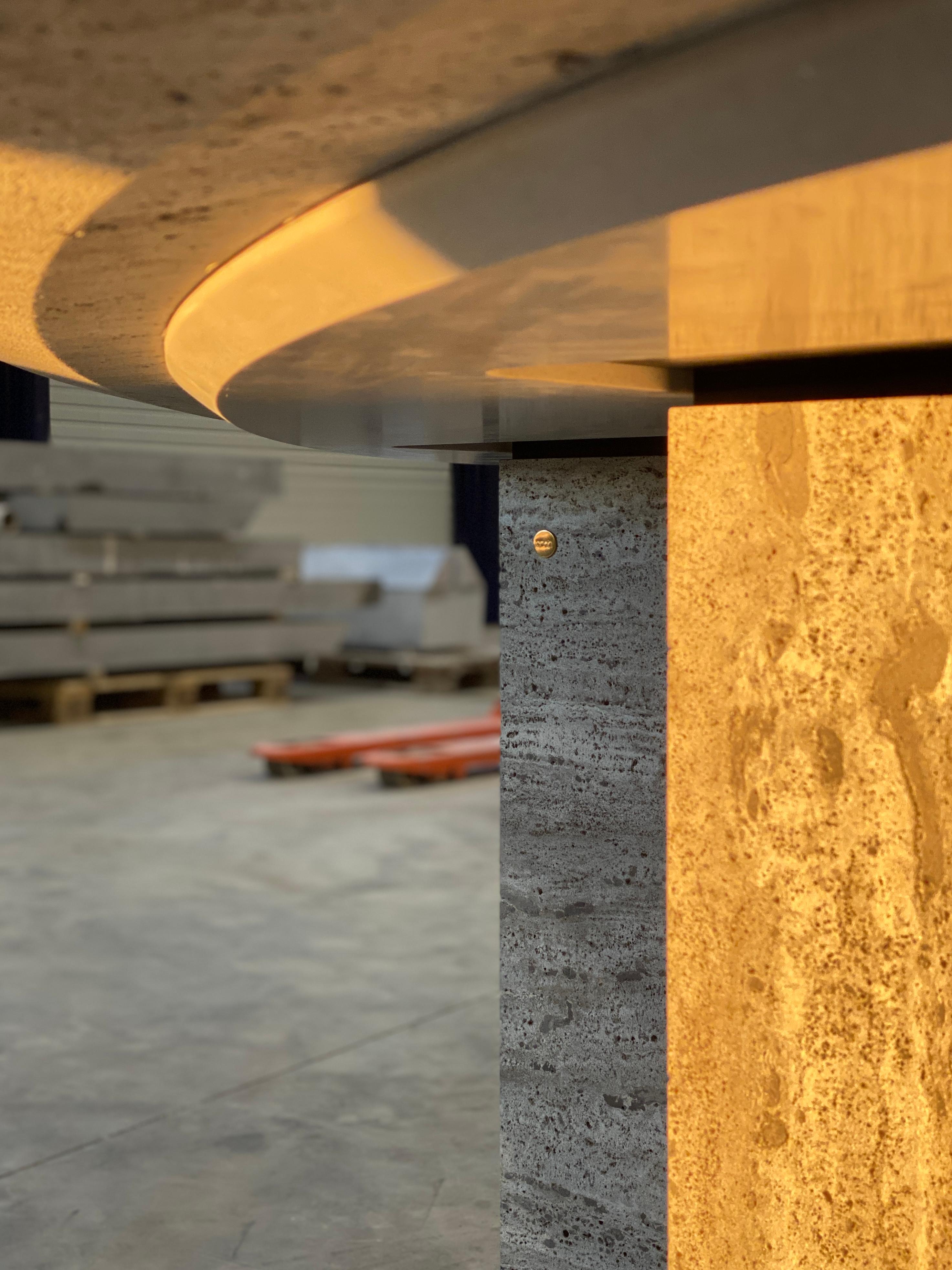 Contemporary sophisticated oval ellipse dining table, travertine ...