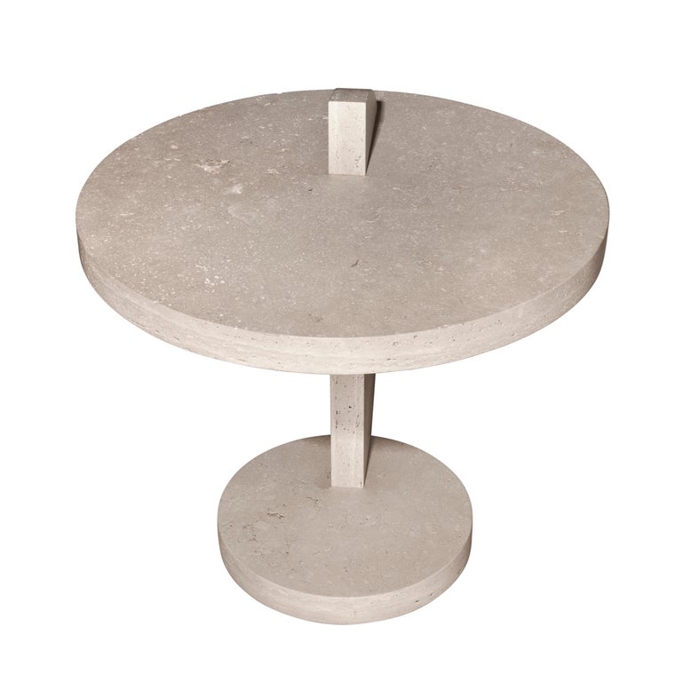 Contemporary Travertine Side Table by Alex P White For Sale at 1stDibs