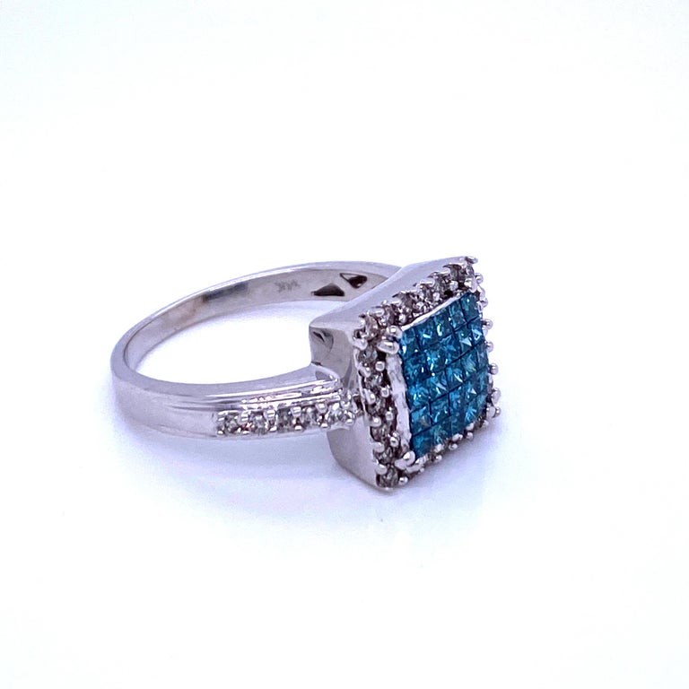 Contemporary Treated Blue Diamond Ring at 1stDibs | treated blue diamonds