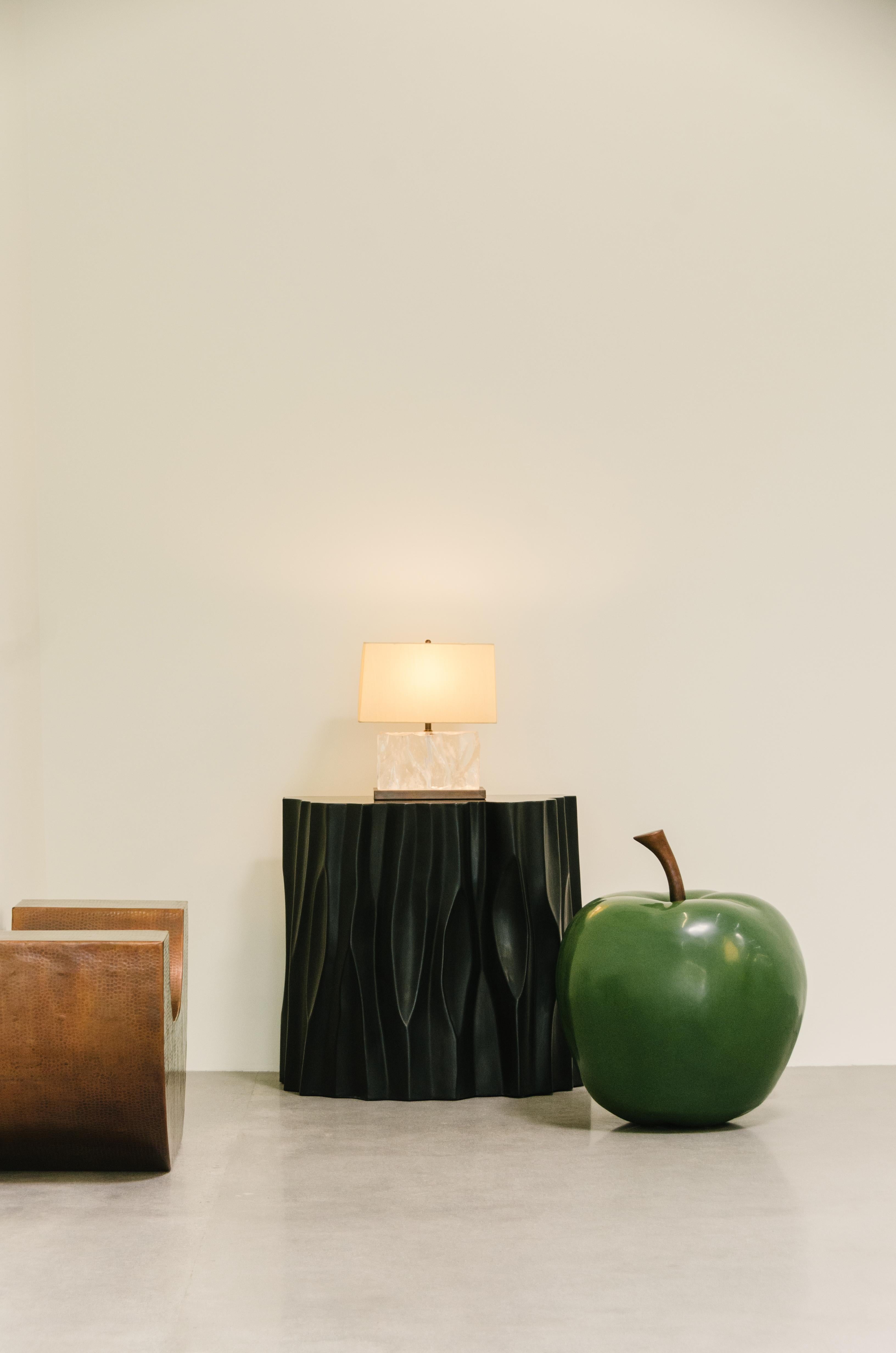 Contemporary Tree Trunk Half Round Table in Black Lacquer by Robert Kuo ...