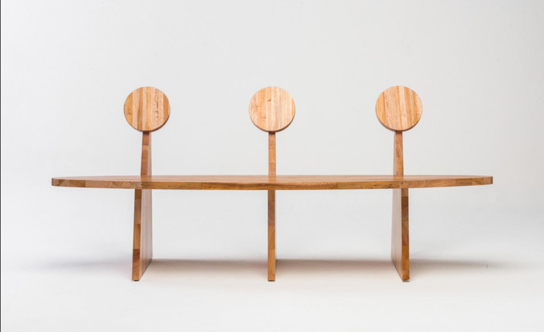 Contemporary Trio Bench in Solid African Mahogany Wood Panels Brazilian ...