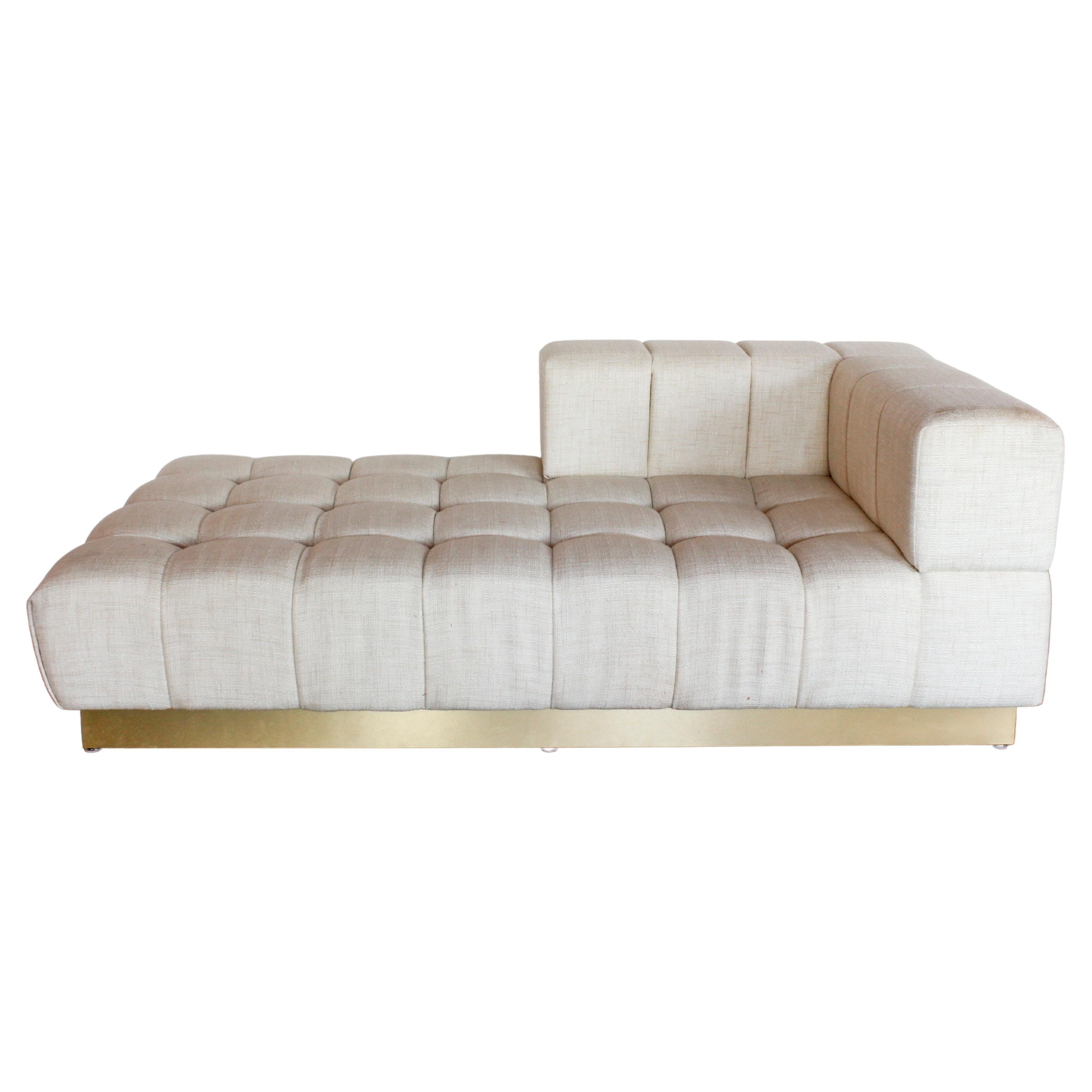 Contemporary Tufted Daybed with Brass Base at 1stDibs