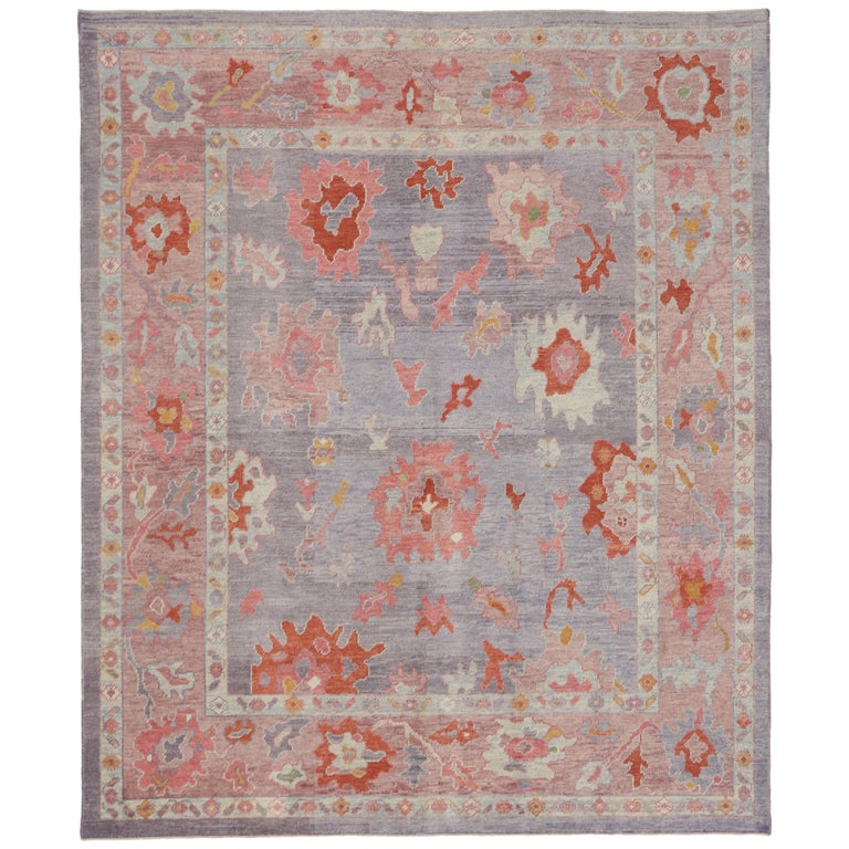 Contemporary Turkish Oushak Area Rug with Modern Colors at 1stDibs