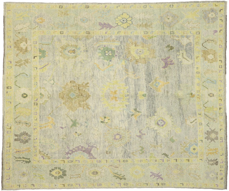 Contemporary Turkish Oushak Rug with Pastel Colors and French ...