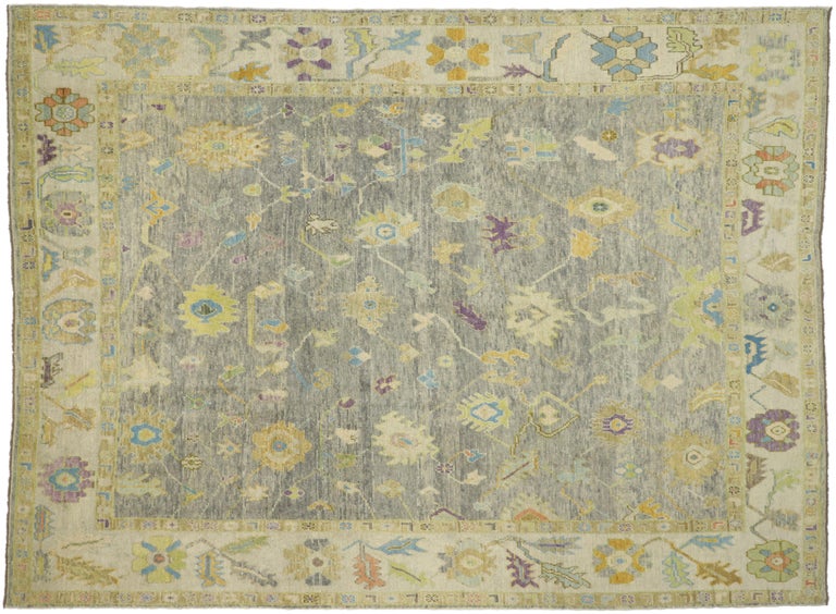 Contemporary Turkish Oushak Rug with Pastel Colors and French ...