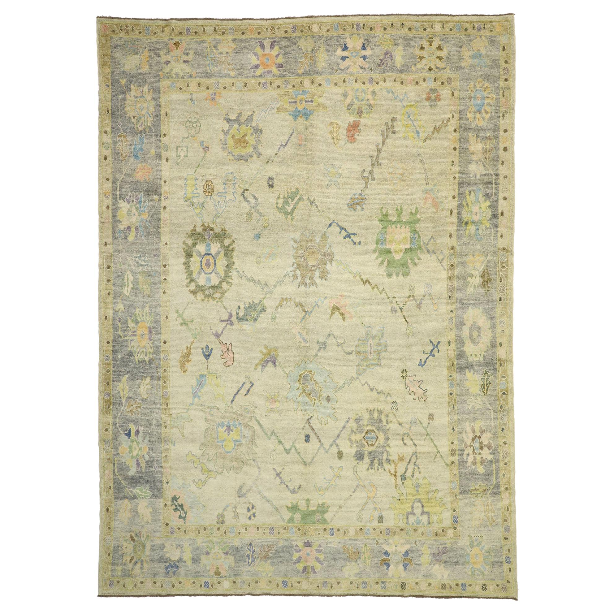 Turkish Oushak Rug, Pastel Colors For Sale at 1stDibs