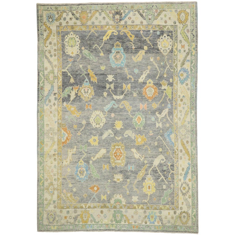Contemporary Turkish Oushak Rug with Pastel Colors and French ...