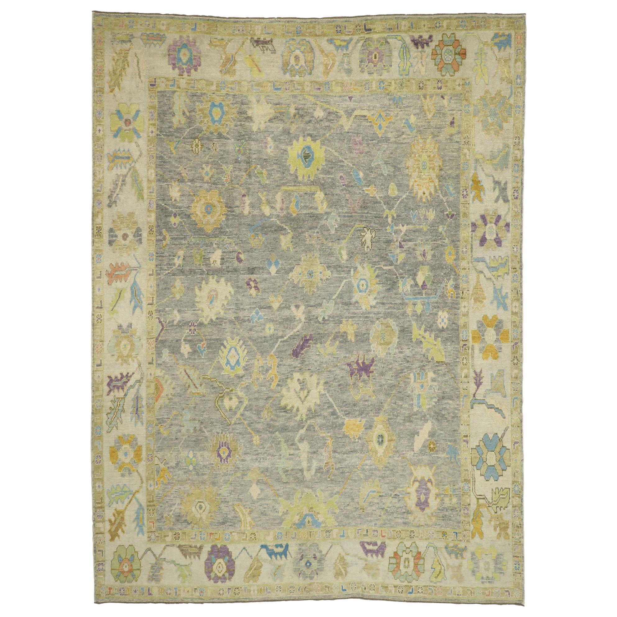 Contemporary Turkish Oushak Rug with Pastel Colors and Tribal Boho Chic ...