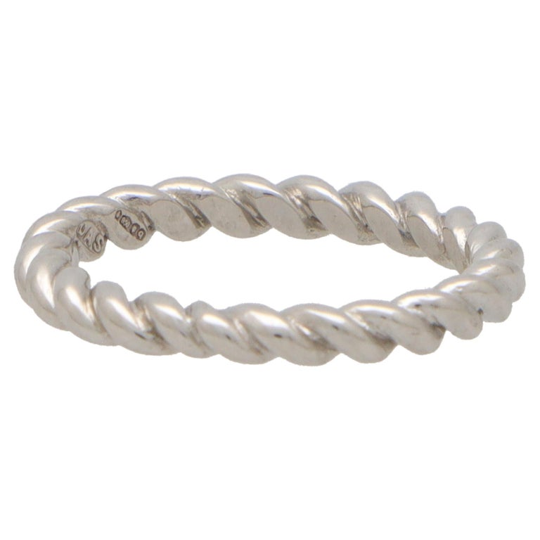 Contemporary Twisted Platinum Band For Sale at 1stDibs