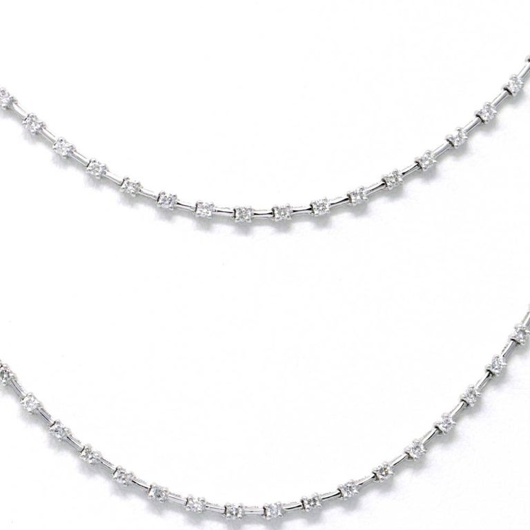 Contemporary Two Row Diamond Chain Necklace For Sale at 1stDibs