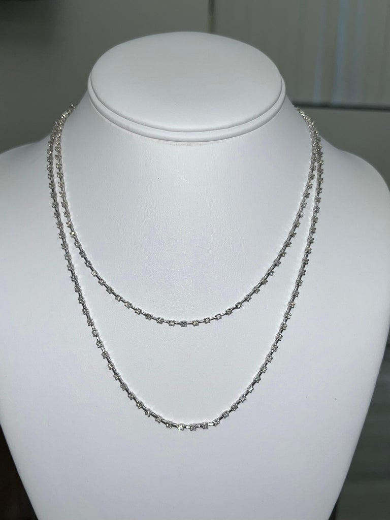 Contemporary Two Row Diamond Chain Necklace For Sale at 1stDibs