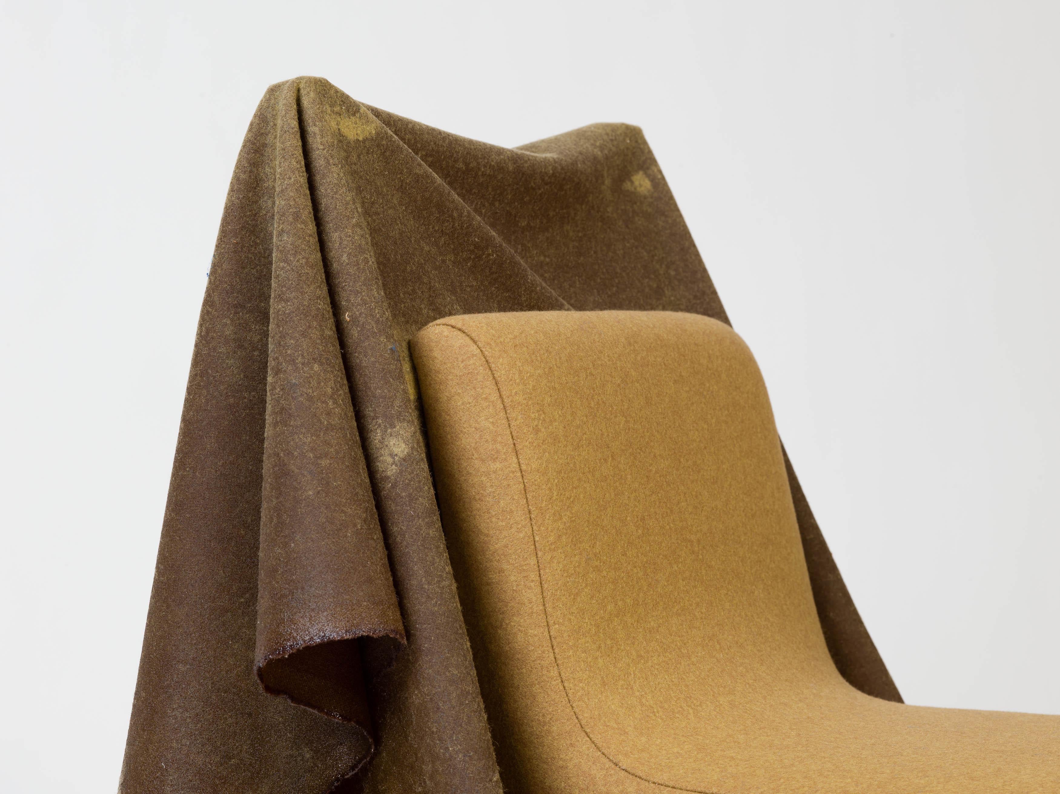 Contemporary Upholstered Chair, Yellow, Artist Made, "Wet Wool", 2023 ...